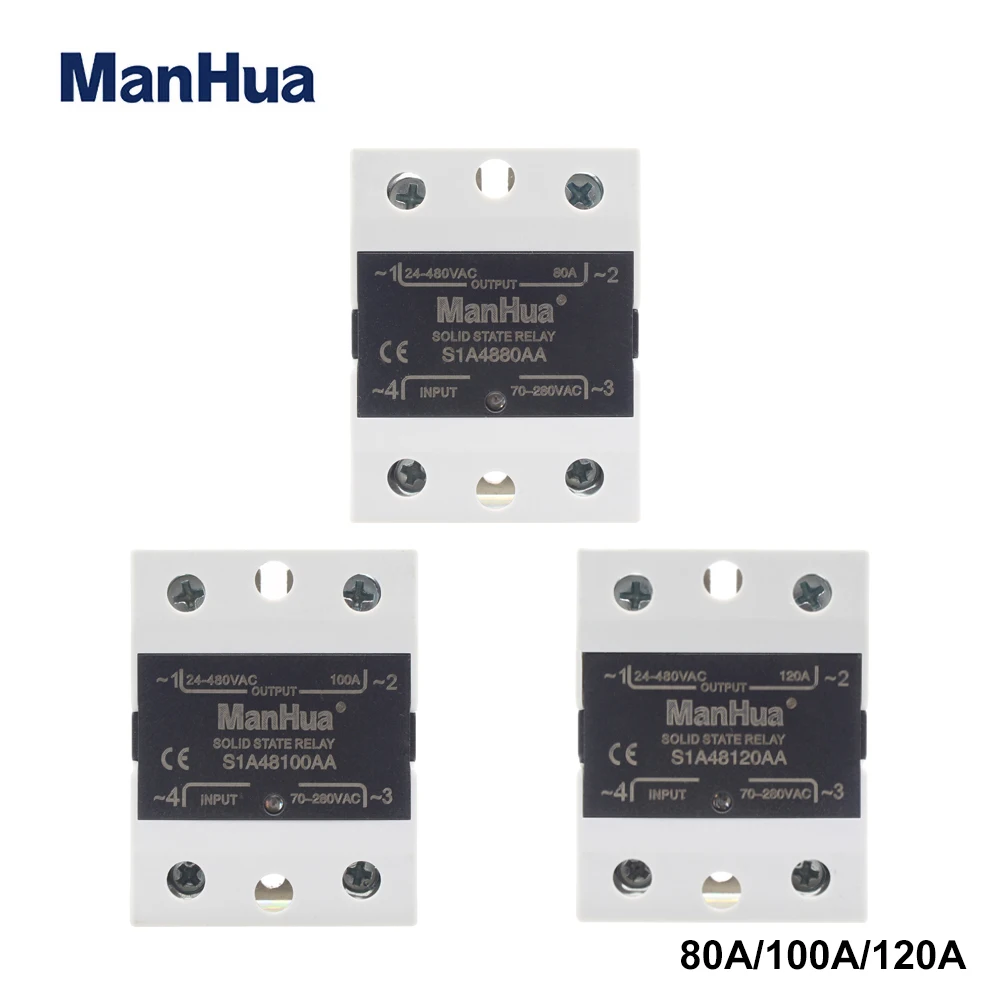 ManHua Single Phase Solid State Relay SSR AC AC 80A/100A/120A 70 280VAC ...