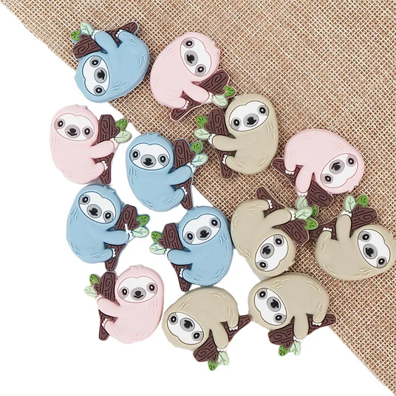 Chengkai-10pcs-Silicone-Sloth-Beads-Cartoon-Teether-DIY-Baby-Pacifier ...