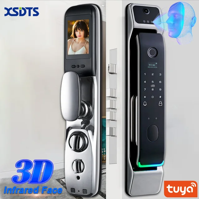 Tuya Smart 3D Face Door Lock Security Face & Camera Monitor Intelligent ...
