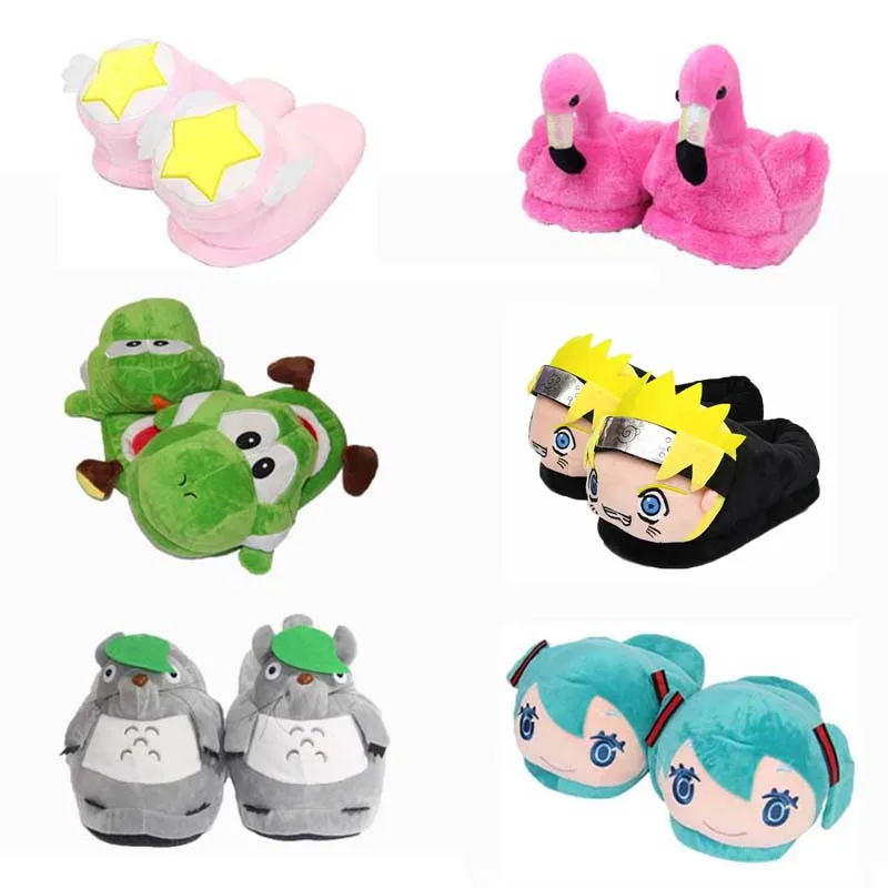 Anime Cartoon Flamingo Yoshi Dinosaur Plush Cotton Cosplay Slippers ...