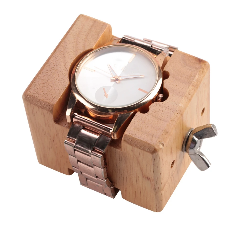 Wooden-Watch-Case-Holder-Block-Vise-Fixed-Clamp-Watch-Band-Strap ...