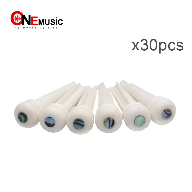 30 Pcs White Acoustic Guitar Bridge Bone Pins With Pearl Shell Dot ...