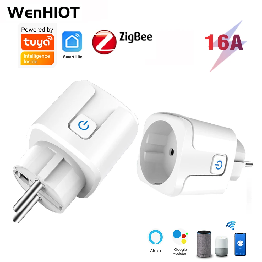WENHIOT Zigbee 3.0 Smart Socket EU Plug 16A Tuya Smart Home Automation Monitor Timer electronic ...
