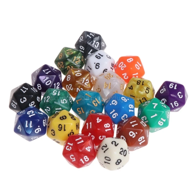 20-Pcs-set-Multicolor-Acrylic-Cube-Dice-20-Sides-Beads-Dice-Portable ...