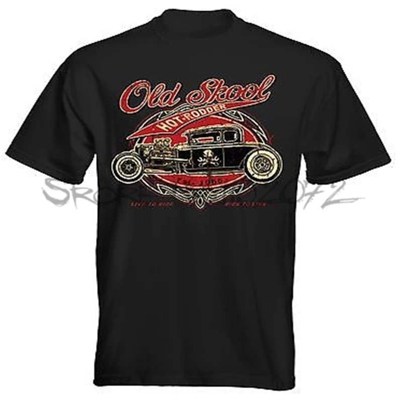 Velocitee Mens T Shirt Old Skool Hot Rat Rod Muscle V8 Retro 50's men ...