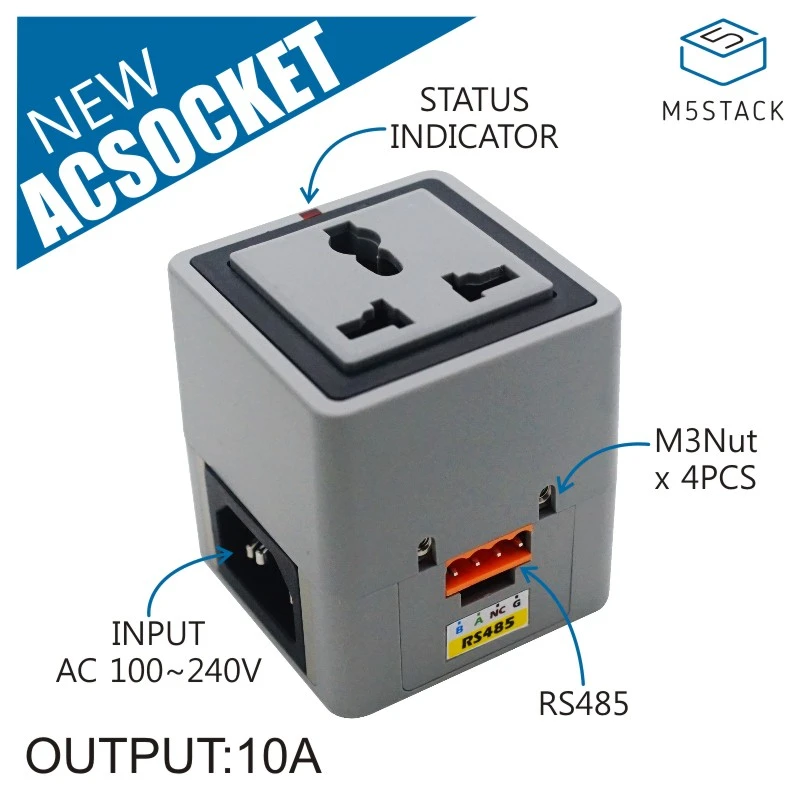 M5stack Ac Socket Rs485 Ac Outlet Support Mutiple Device Series ...