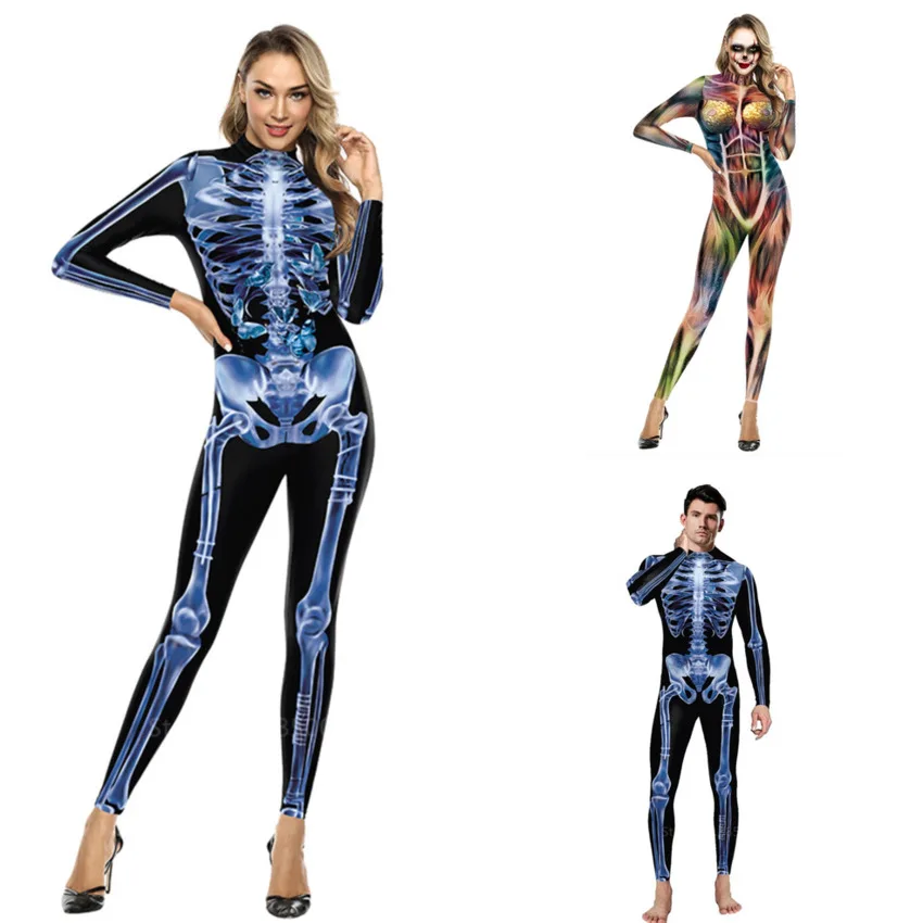 Skeleton-Scary-Halloween-Costumes-For-Women-Polyester-Vampire-Jumpsuit ...