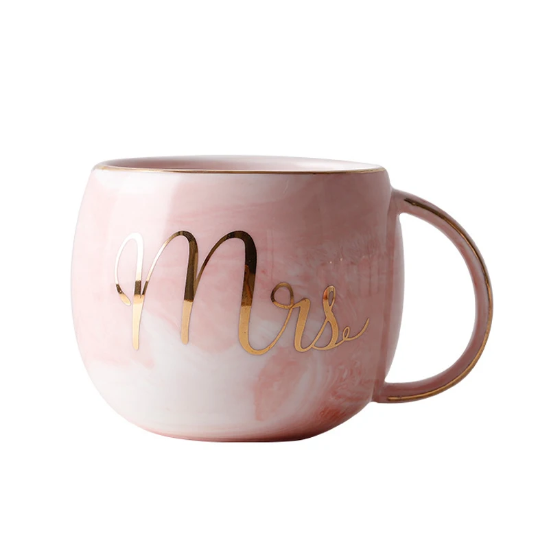 Coffee Mug Marble Gold Inlay Mr and Mrs Couple Mug Handle Girly Pink ...