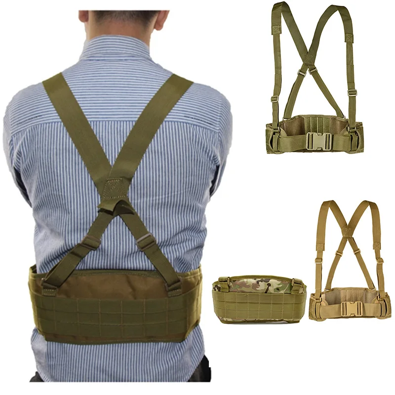 Tactical-Molle-Waist-Belt-Vest-H-shaped-Men-Army-Waist-Girdle-With ...