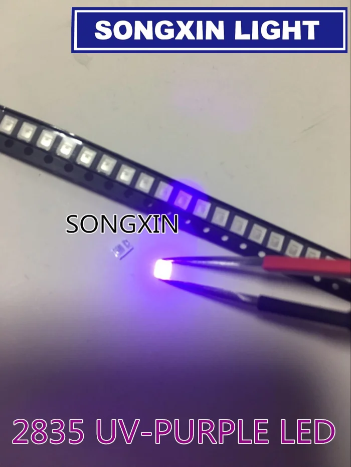 100pcs-Diodes-2835-3528-SMD-UV-LED-Purple-Lamp-Bead-395-410nm ...