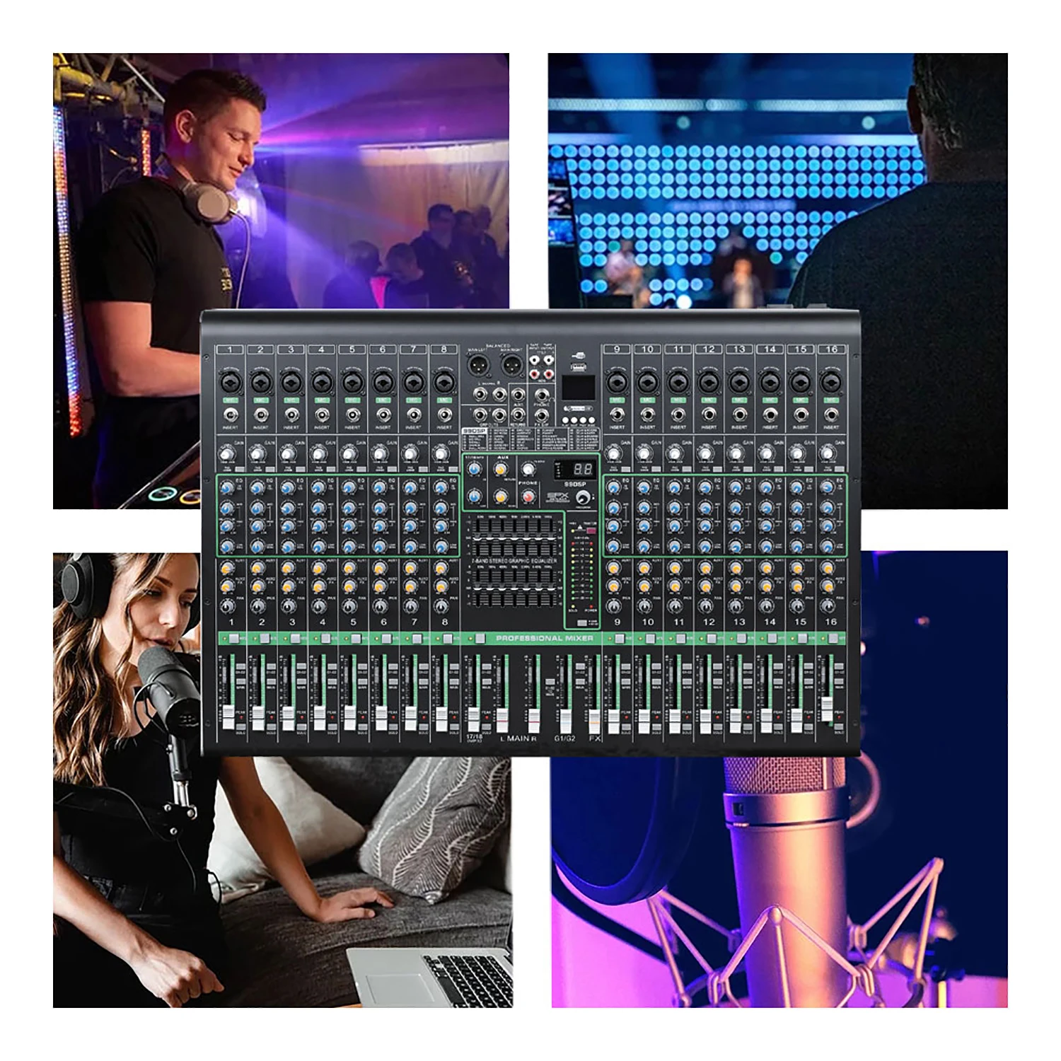 GAX-XS16 Profesional 16 Saluran Bluetooth Mixer Digital DJ, 41% OFF