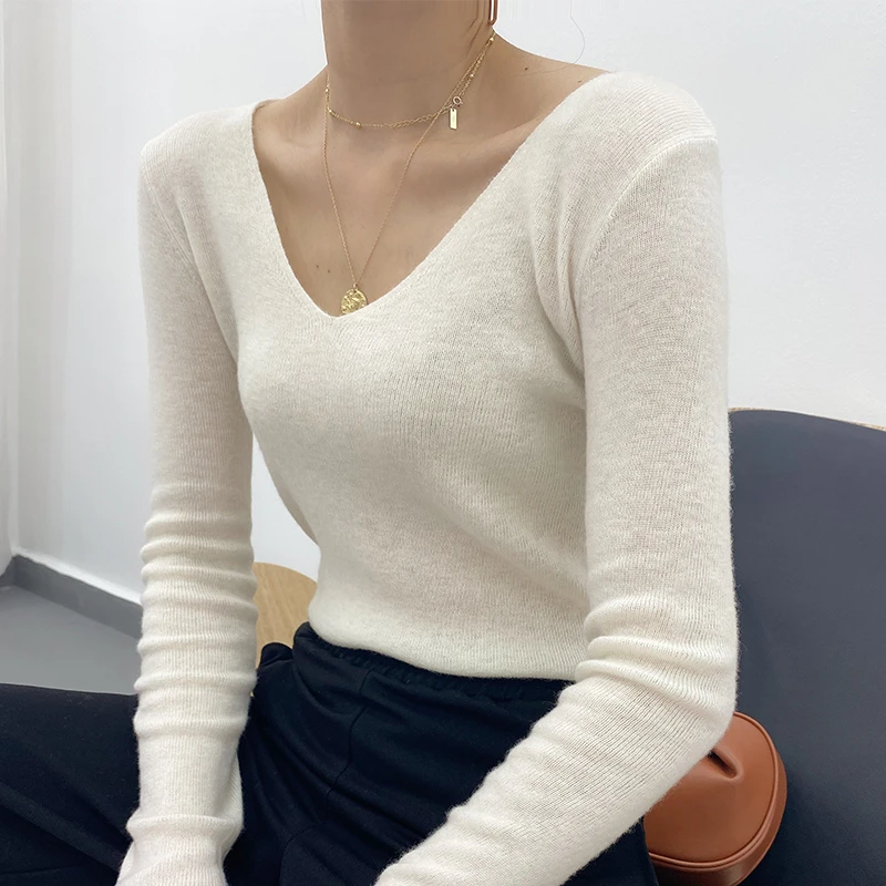 Suéter de lana muy NOBLE, camisa de fondo ligera para mujer, Jersey ...