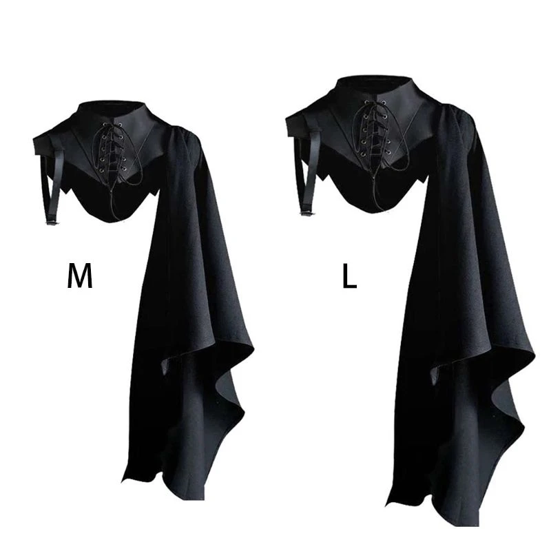 Medieval Armor Black Cloak Single Shoulder Retro Cape Gothic Punk Lace ...