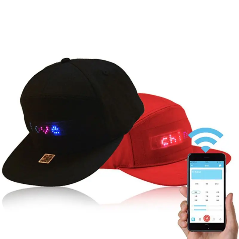 Unisex Bluetooth Led Mobile Phone App Controlled Baseball Hat Scroll ...