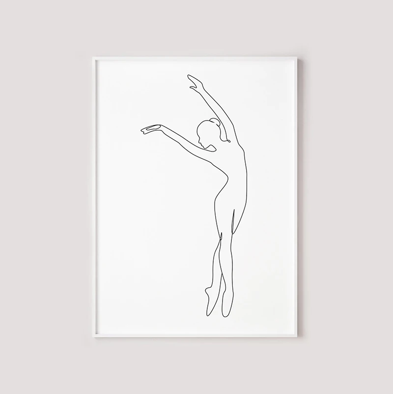 Dancer line drawing print, Ballerina printable wall art, Woman body ...