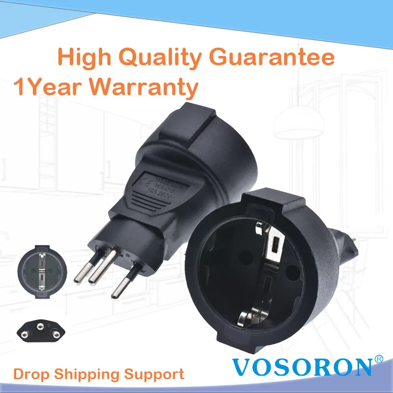 Switzerland Sev 1011 3 Prong To Cee 7/7 European Adapter Plug - Ce ...