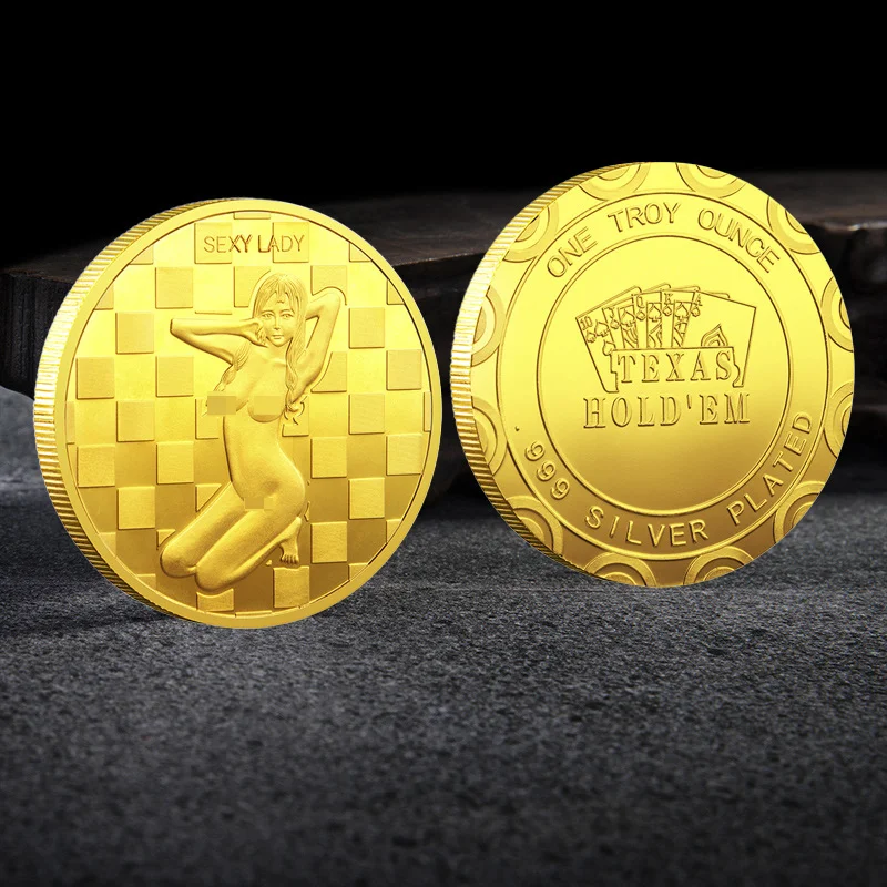 Sexy Lady Lucky Coin Challenge Coin Sexy Girl Mature Gold Toy Gift Gold ...