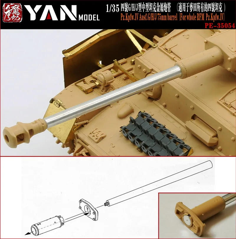 [Yan 모델] PE 35054 1/35 Pz.Kpfw.IV Ausf.G/H/J, RFM Pz.Kpfw.IV 시리즈용, 75mm ...