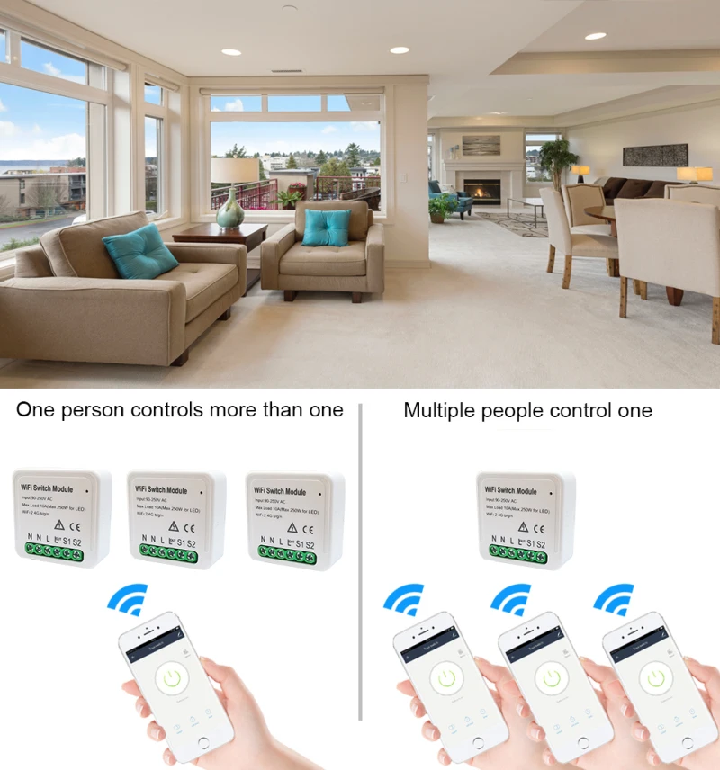 10/5 Pcs Wifi Smart Switch Smart Life Module 2 Way 95-250v Switch ...