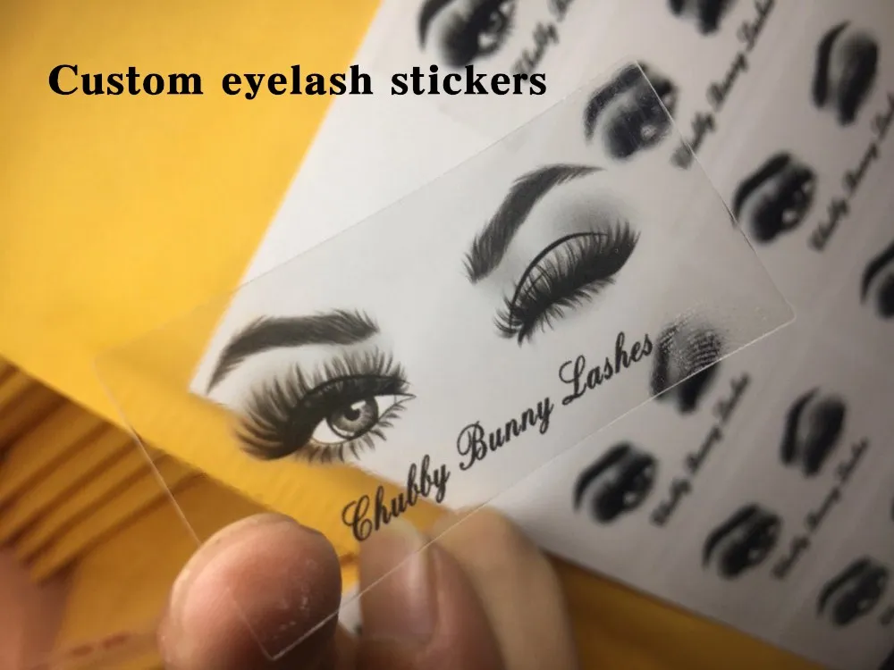 100pcs Custom Eyelash Box Stickers, Transparent Stickers, Logos, Lip ...