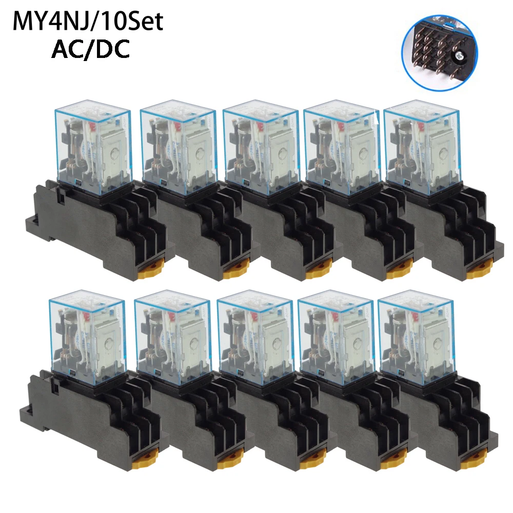 Relay My4nj Socket | Relay Din Rail 24v Coil | My4 Relay Socket | My4 Power Relay My4nj - Relays ...