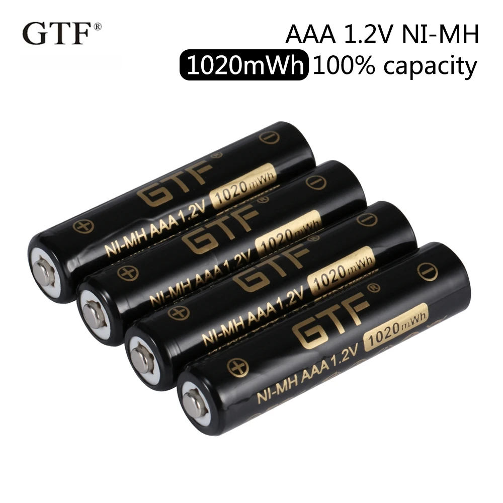 GTF 1.2V 850mAh AAA NI MH battery 1020mWh 100% capacity rechargeable ...