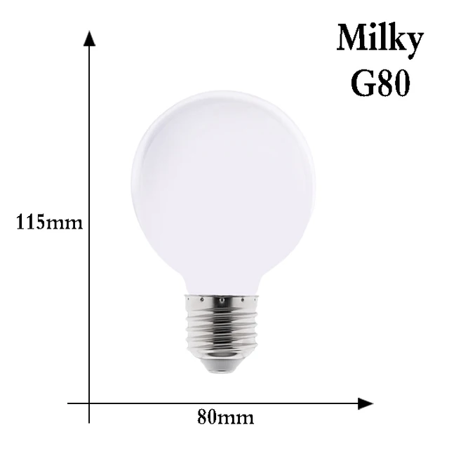 6PCS/lot Milky E27 LED Light Bulb AC 220V G80 G95 G125 Lampada Ampoule ...