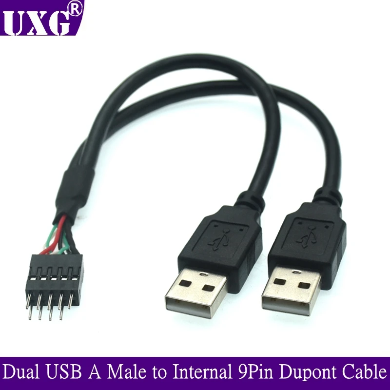 Dual-USB-A-Male-to-PC-Case-Internal-9Pin-Dupont-Connector-Adapter-Y ...