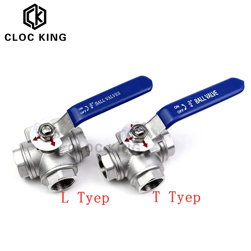 Ss304 Stainless Steel Three-way Ball Valve L Type T Type 1/4" 3/8" 1/2 ...