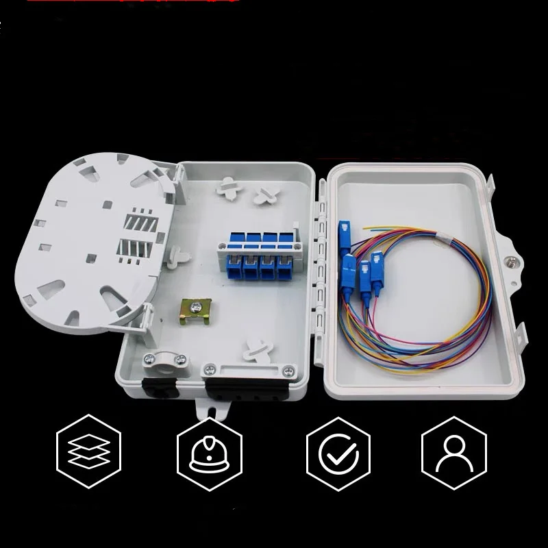 2pcs New 4 Core Optical Fiber Distribution Box Mini Abs Outdoor ...