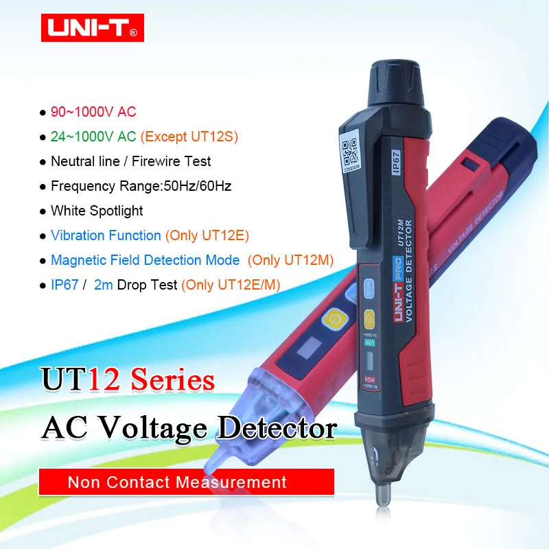 UNI-T-AC-Voltage-Detector-Meter-UT12D-S-M-E-24V-90V-1000V-Non-Contact ...