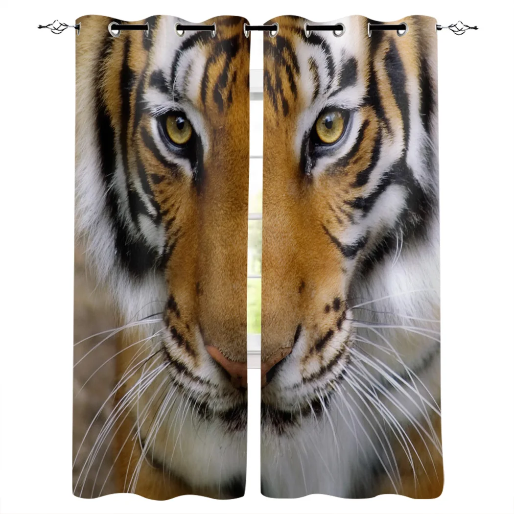 Animal-Tiger-Beard-Asia-Carnivore-Printed-Window-Curtains-Living-Room ...