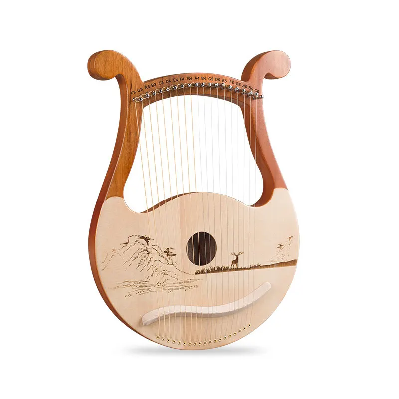 19-String-Lyre-Mahogany-Harp-Portable-Music-Instrument-Tuning-Wrench ...
