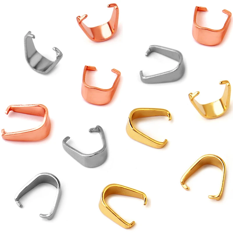 100pcs Stainless Steel Pendant Clips Pinch Bail Clasps Buckle Charm ...