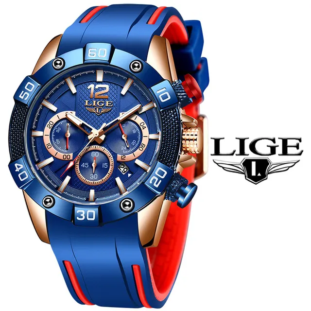 LIGE 2021 New Fashion Blue Mens Watches Top Brand Luxury Clock Sports ...