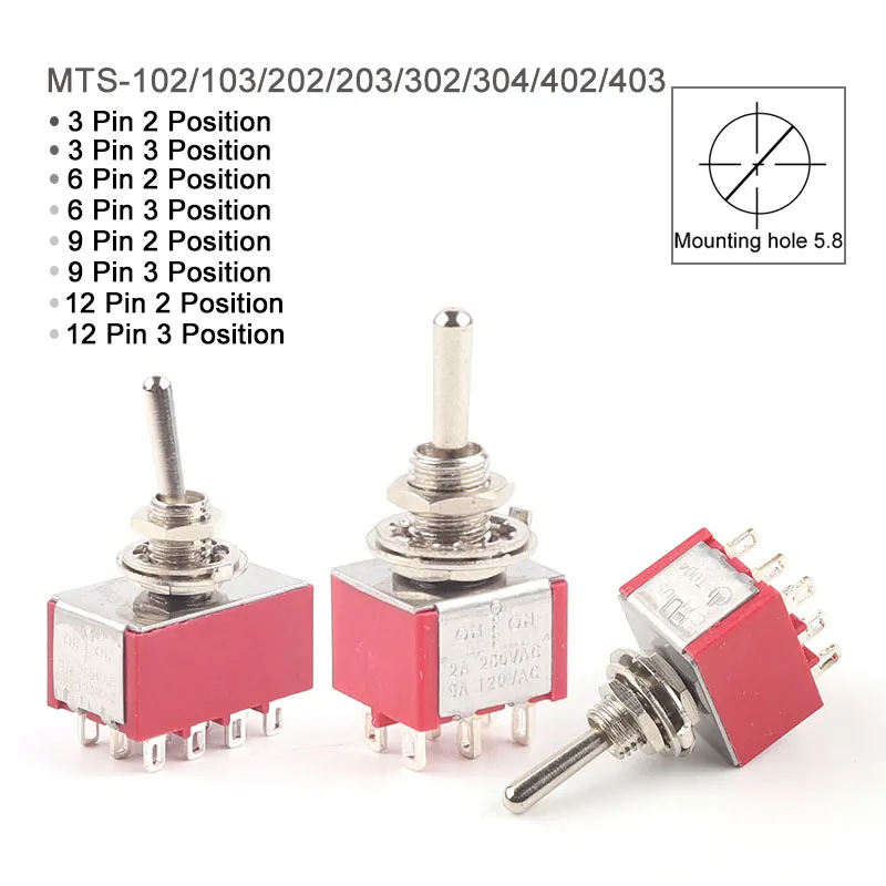 5PCS-Miniature-Toggle-Switch-MTS-102-103-202-203-302-304-402-403-ON-ON ...