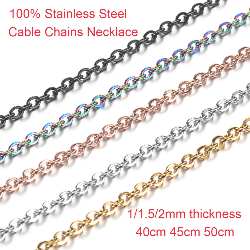 5Pcs/Lot 40cm 45cm 50cm Stainless Steel DIY Necklace Chain Cable Chains ...