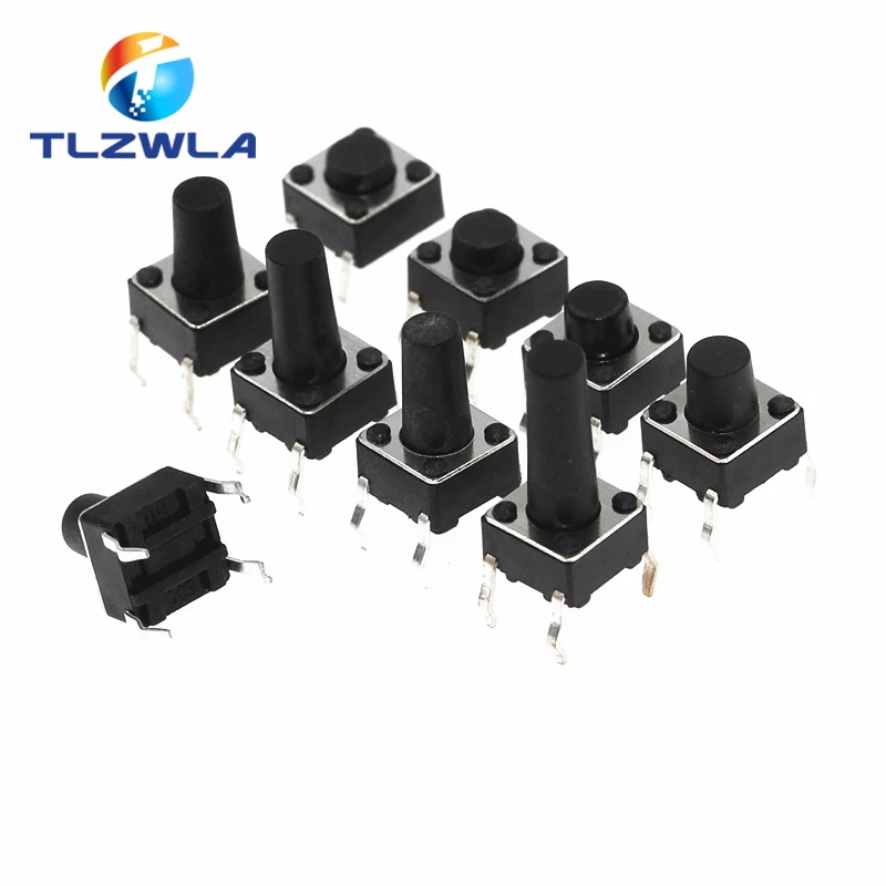 20pcs 6x6 Push Button Switch Dip 6x6x4.3 Light Touch Switch 6*6*4.3/5/6 ...
