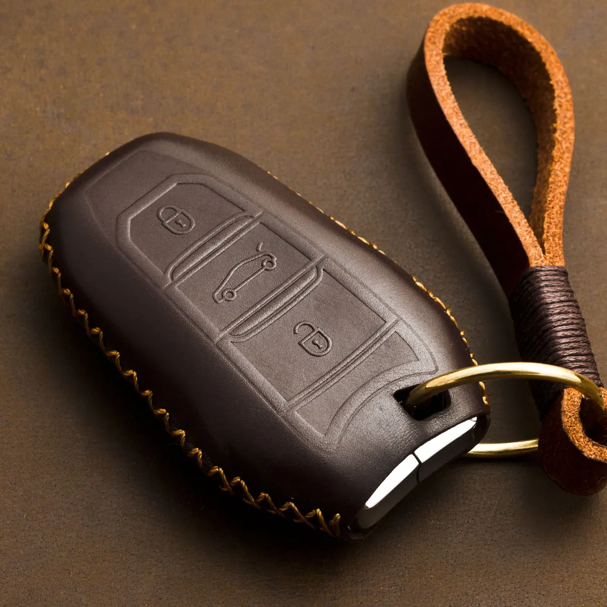 1 PCS Genuine Leather key Case key cover For Citroen DS5 DS5LS DS6 DS4S ...