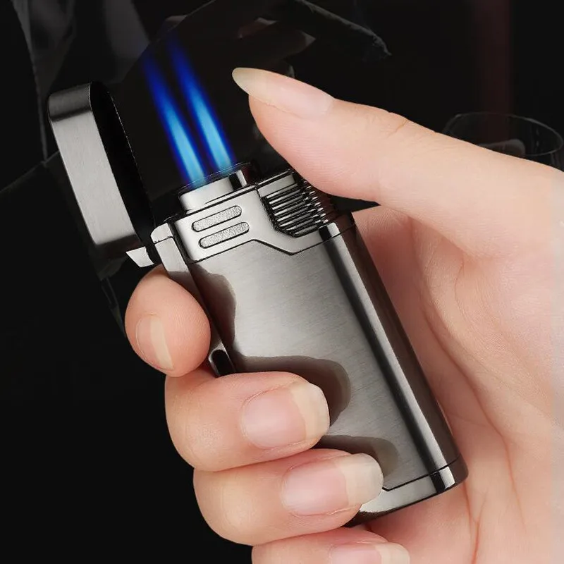 Creative Gas Lighter Double Blue Flame lighter for Cigar Inflatable ...
