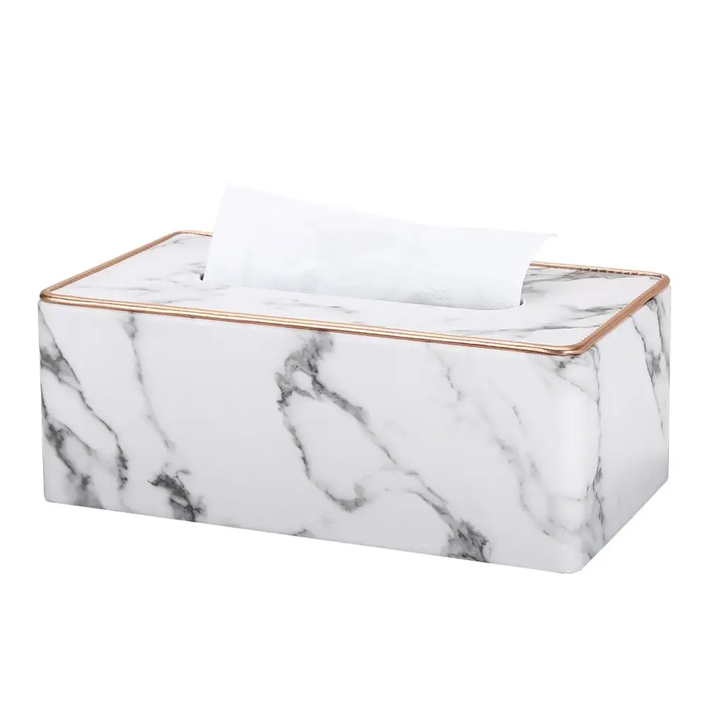 Marble Golden Rim Tissue Box Desktop Washroom Napkin Towel Holder ...
