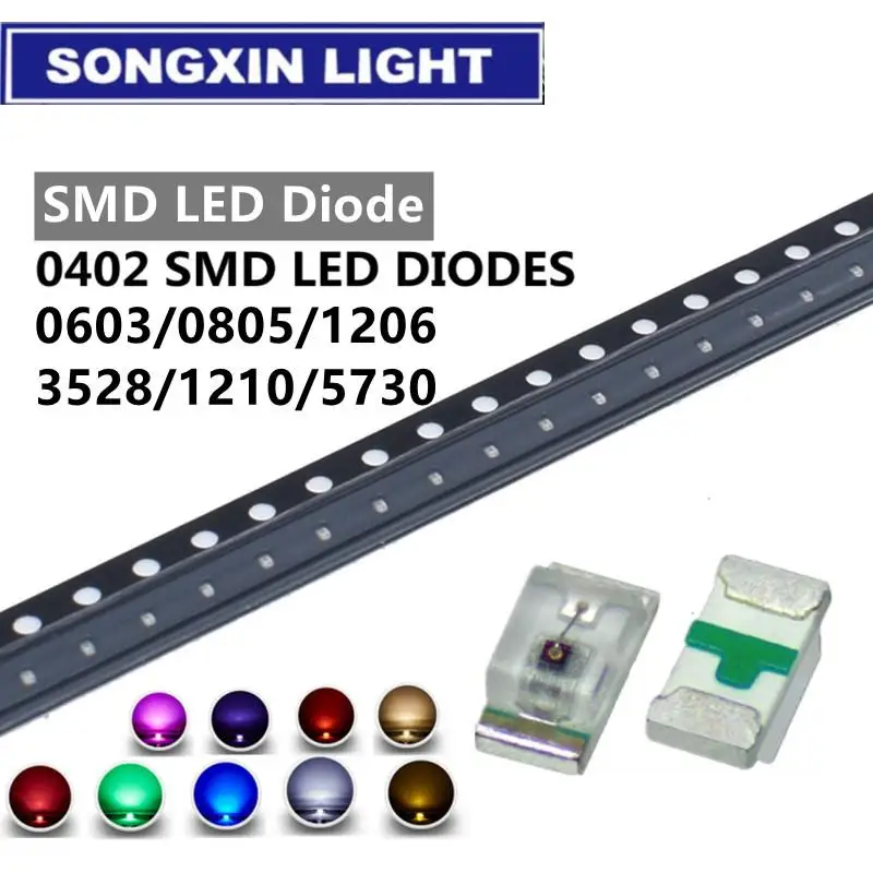 100pcs-0402-0603-0805-1206-1210-5730-smd-led-Red-Yellow-Green-White ...