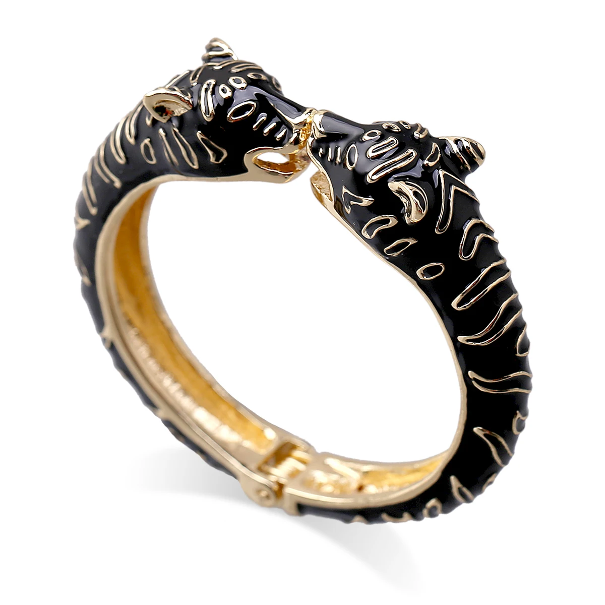 Trendy Double Leopard Head Enamel Cuff Bracelet Statement Bangle for ...