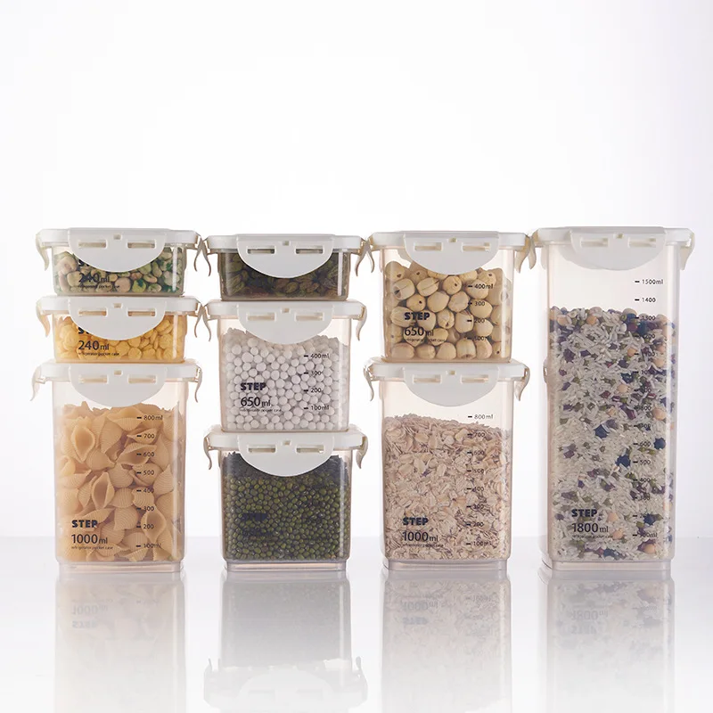 5 Different Capacity Plastic Sealed Cans Kitchen Storage Box ...