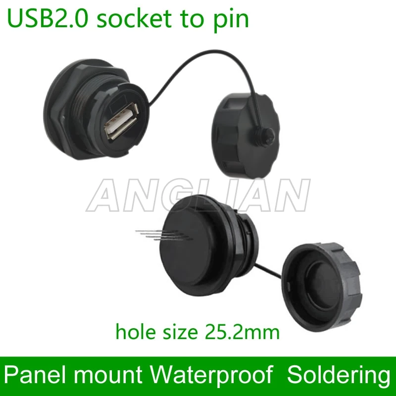 Usb Waterproof Connector Ip67 Usb Panel Mount Female Socket And ...
