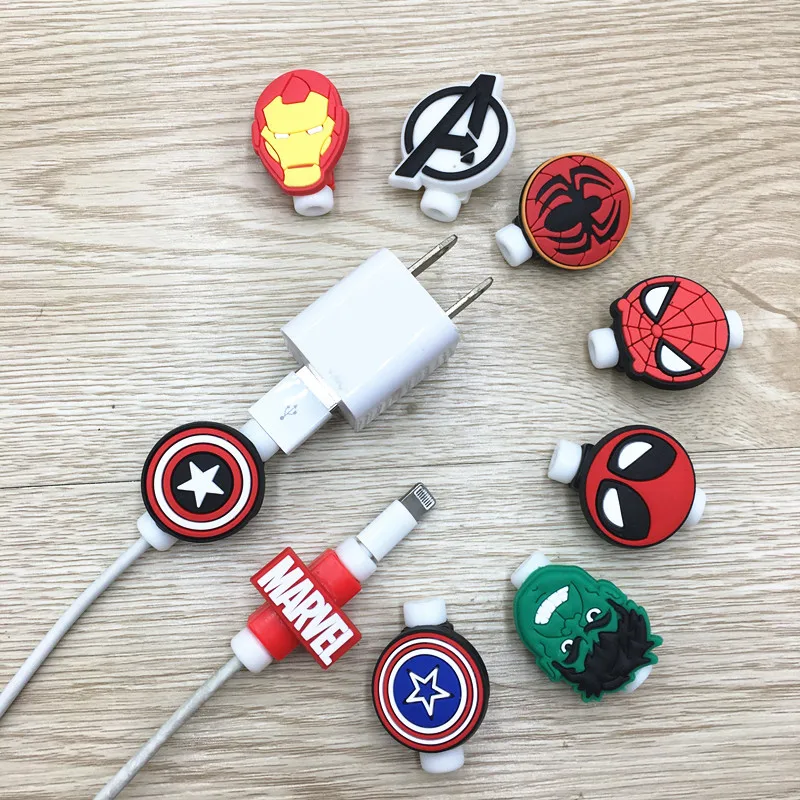 10Pcs/Lot MARVEL USB Protector Cable Case Clip Cover Winder Cord ...