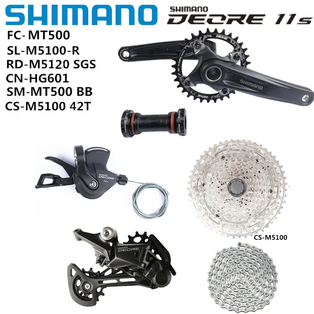 NEW Shimano Deore M5100 Groupset 2x11 Speed MTB M5100 170mm 175mm 36-26T Crankset With BB52 ...