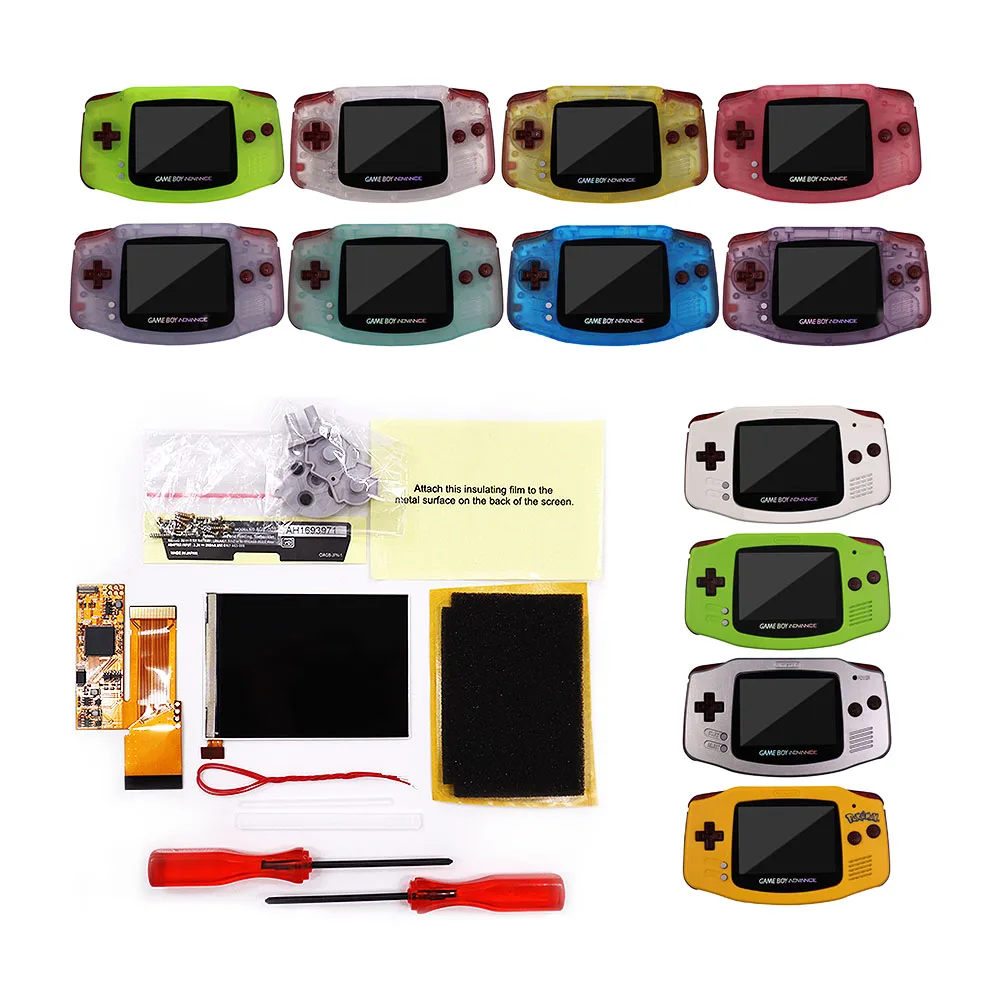GBA V2 IPS Screen Backlinght Kits W/Rubber Pads Buttons Shell For ...