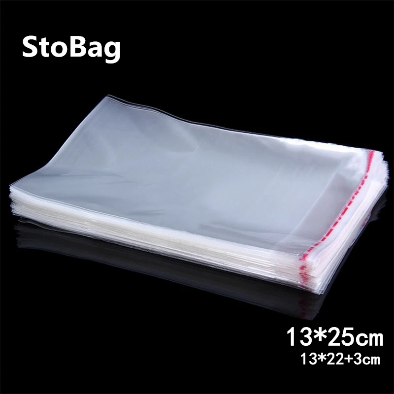 StoBag 200 piezas 13*25cm transparente autoadhesivo resellable celofán Cello Poly OPP bolsa ...