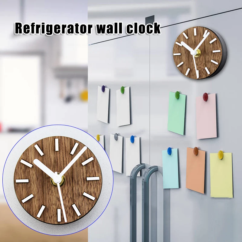 Wall-Clock-Non-Ticking-Battery-Operated-Magnet-Refrigerator-Kitchen ...
